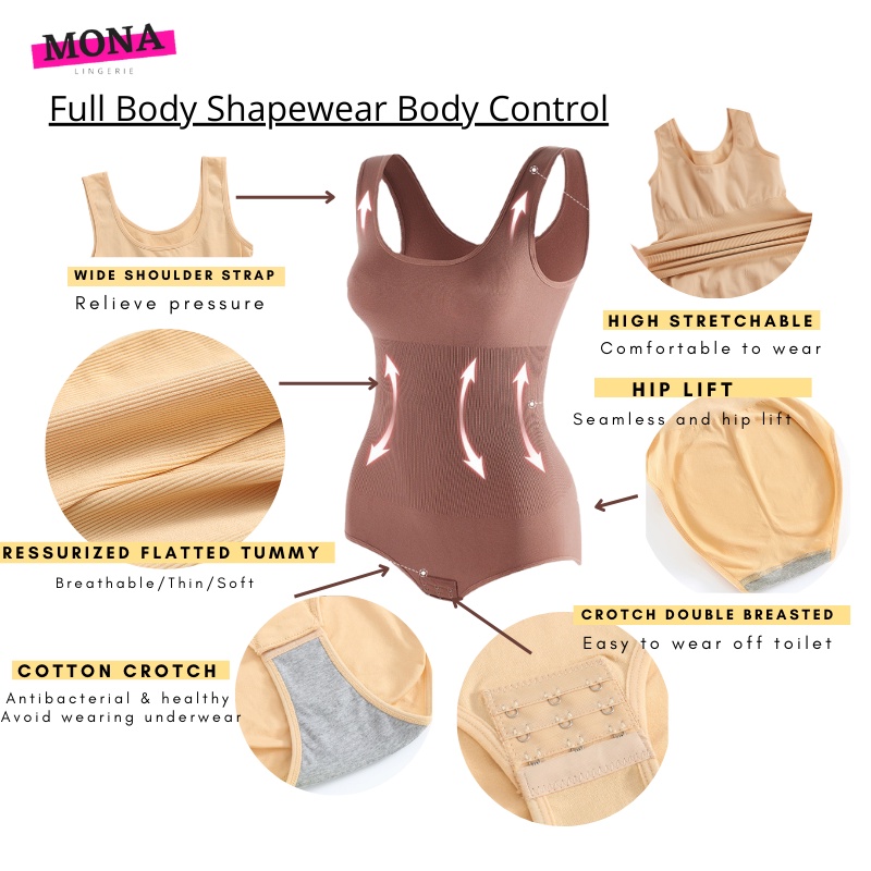Mona Corset Slimming Bodysuit Shapewear Full Body Slimming Plus Size ...