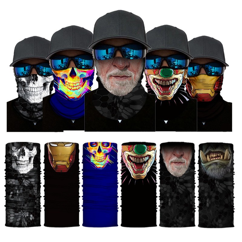 Skull Bandana Mask Head Scarf Skeleton Mask Buff Headband Motorcycle ...