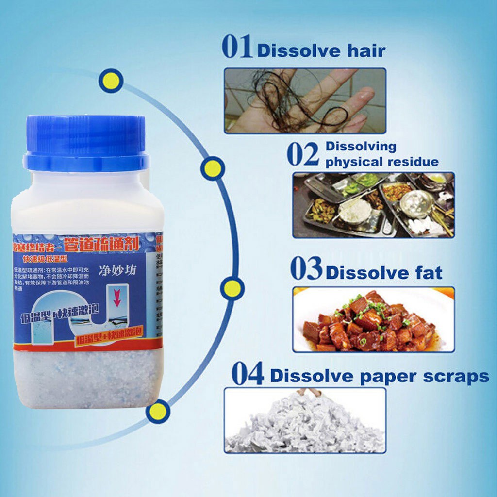 Clog Remover Drain Pipe Basin Cleaner Clogged Drainage Remover Powder ...