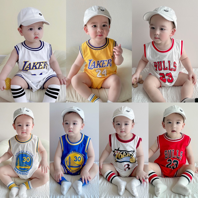 Cotton Newborn Baby Jersey Jumpsuit Baby Boy Sleeveless Vest Basketball ...