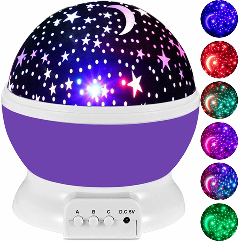Starry Sky Projector Lamp 360° Rotating Multi-Color Star Moon Sky Night ...