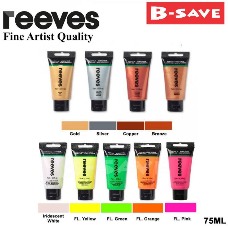 Reeves Artist Acrylic Metallic Paint 75ML | Shopee Malaysia