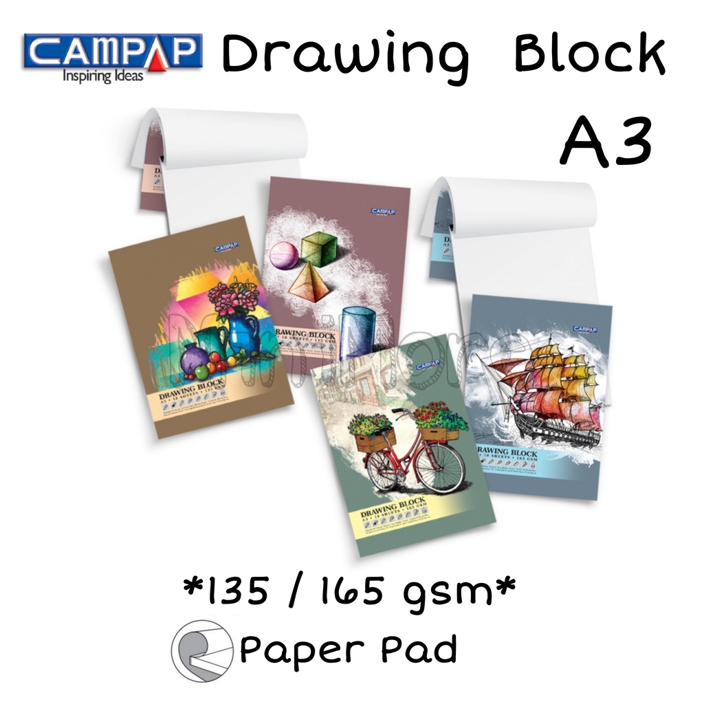 (MiniMore) Premium By Campap Drawing Block 135/165gsm -A3*18sheet ...