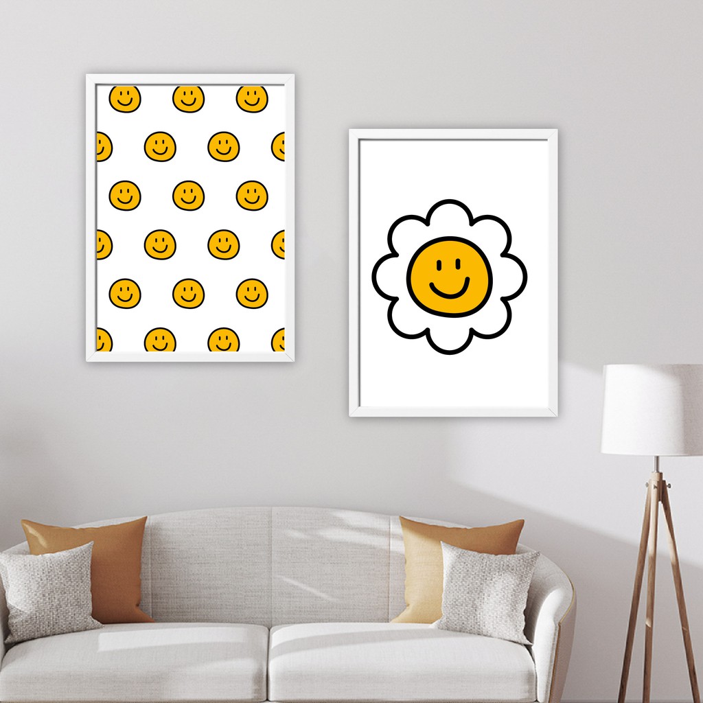 [FRAMED] Smiley Face Art Print Poster Wall Decoration Painting With ...