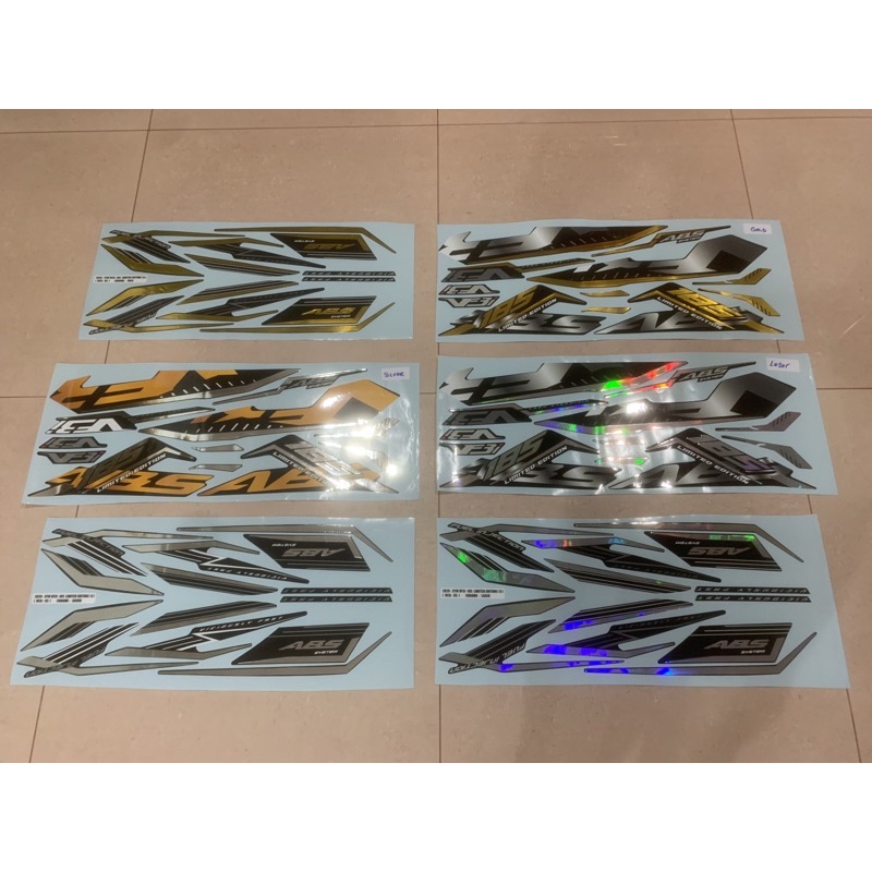SYM VF3i 185 Custom CHROME Body Cover Set Stripe Sticker - Gold / Laser ...
