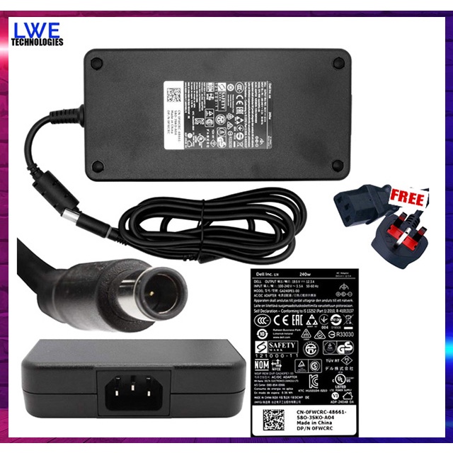 GENUINE Dell GA240PE1-00 19.5V 12.3A 7.4 *5.0 240w Alienware Precision Inspiron Latitude XPS ...