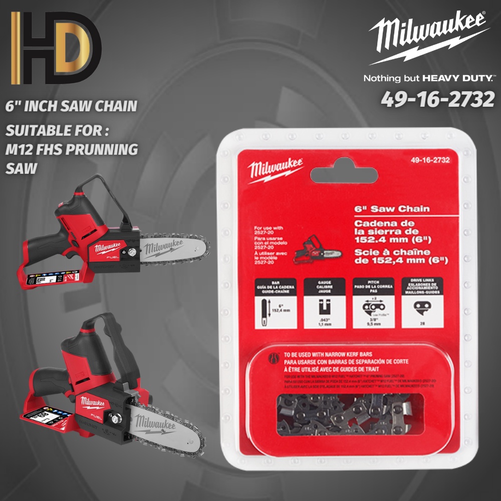 Milwaukee 6" Saw Chain 49-16-2732 ( M12 FHS Saw Chain ) | Shopee Malaysia