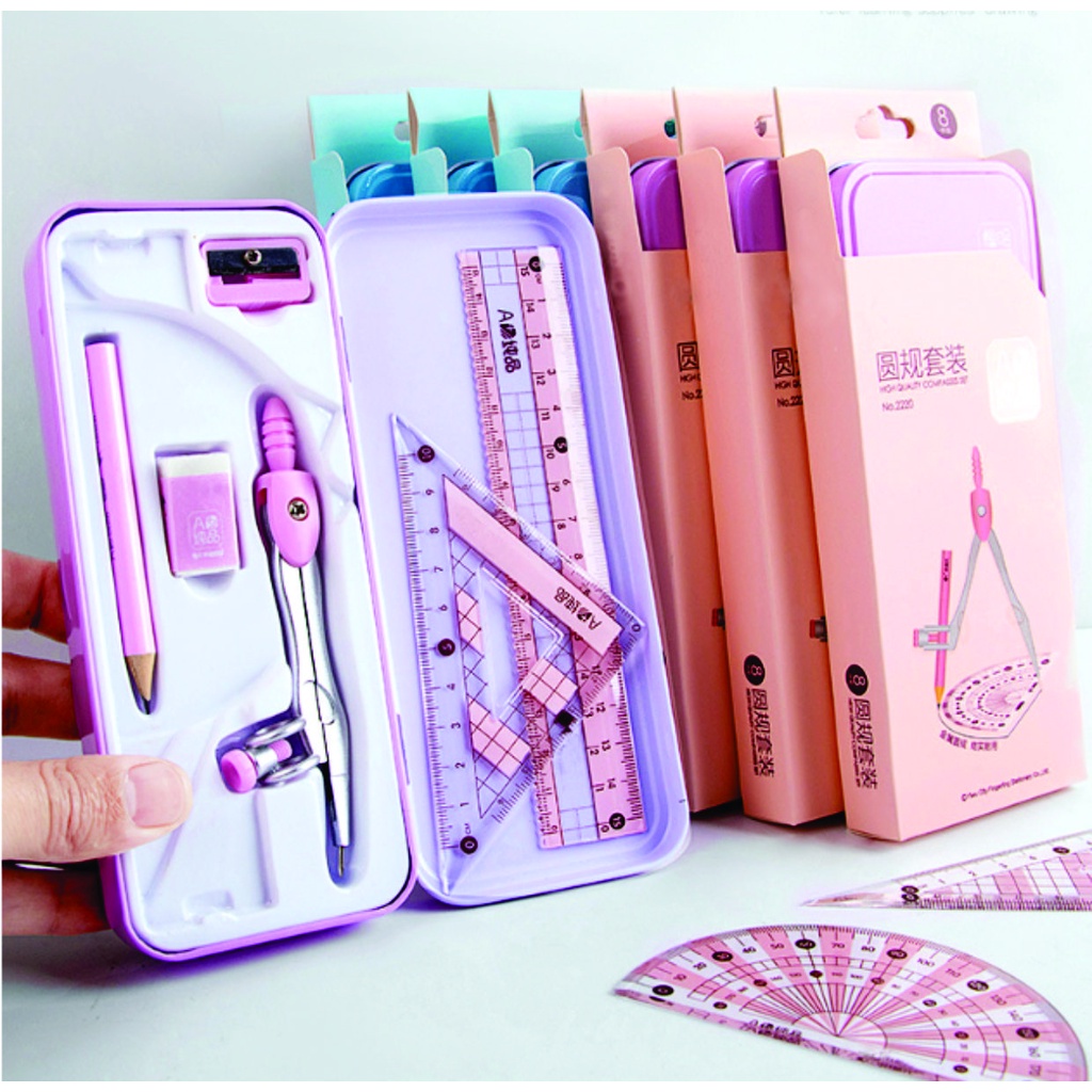 [🇲🇾Ready Stock] 8 in 1 Compass Set/ Students Compass Math Set Geometry ...