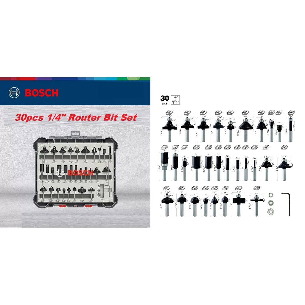 Bosch 30pcs Mixed Router Bit Set (6mm / 1/4-inch Shank) | Shopee Malaysia