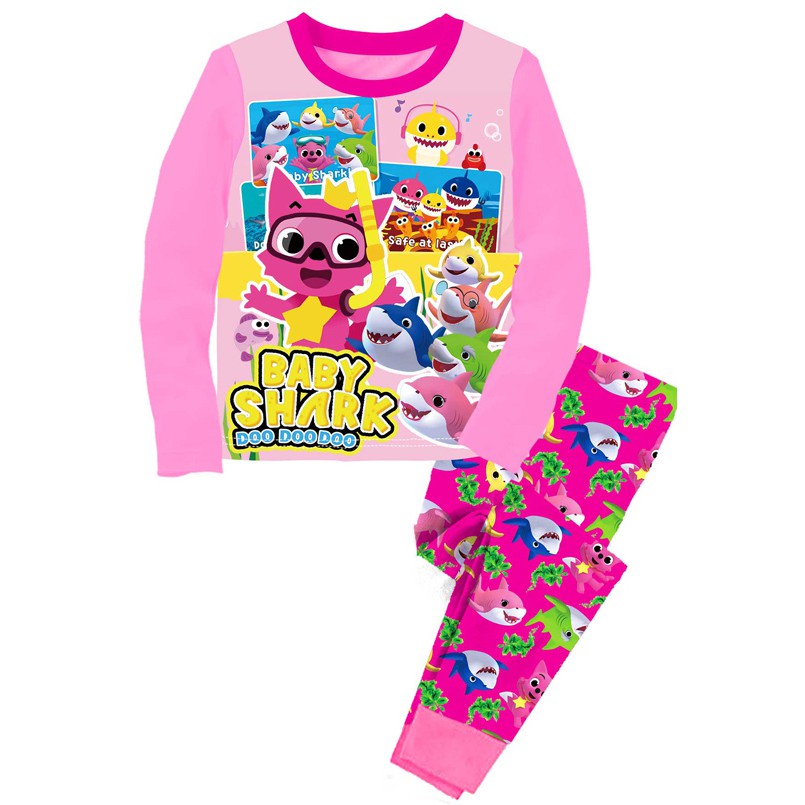 Ailubee Pink Baby Shark OCEAN Pyjamas (2Y-7Y) | Shopee Malaysia