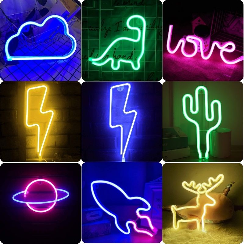 LED Neon Light Colorful Neon Sign Hanging Decoration Night Lamp ...