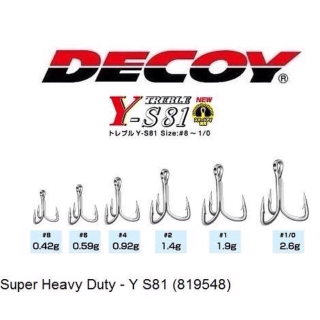 Decoy Y-S81 Treble Hook Heavy Duty Treble Hooks Freshwater / Saltwater | Shopee Malaysia