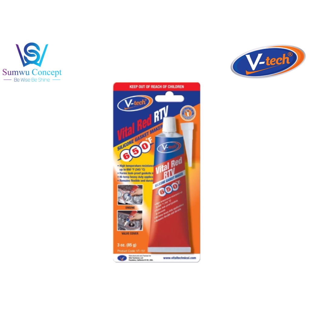 V-TECH Vital Red RTV Silicone Gasket Maker - 85G (VT-151) Shellac | Shopee Malaysia