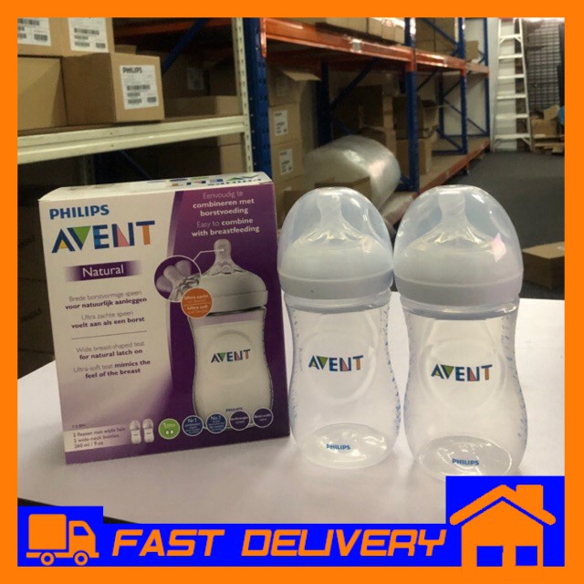 ORIGINAL Philips Avent Natural 9oz/260ml Twin Pack Baby Feeding Bottle ...