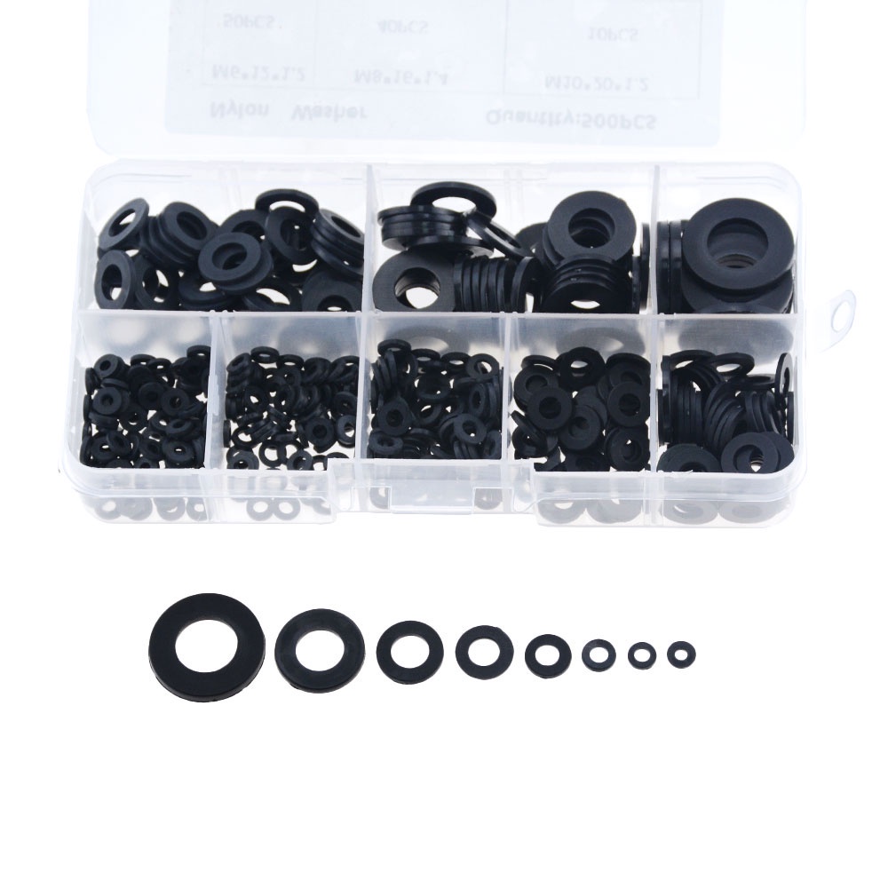 Electrapick M2-M8 Plastic Nylon Washer Plated Flat Spacer - Black/White ...