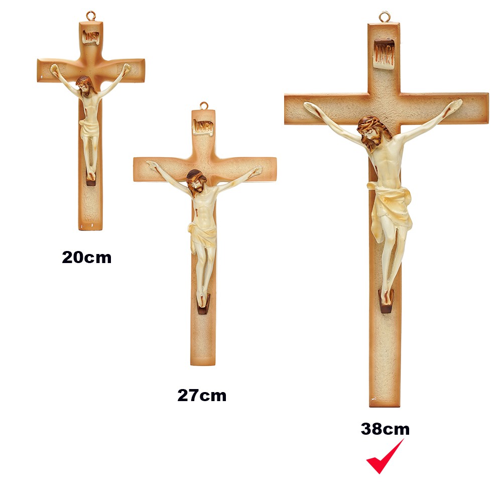 Catholic Wall Hanging Spiritual Cross Display Fiber Box Ivory SGK 38cm ...