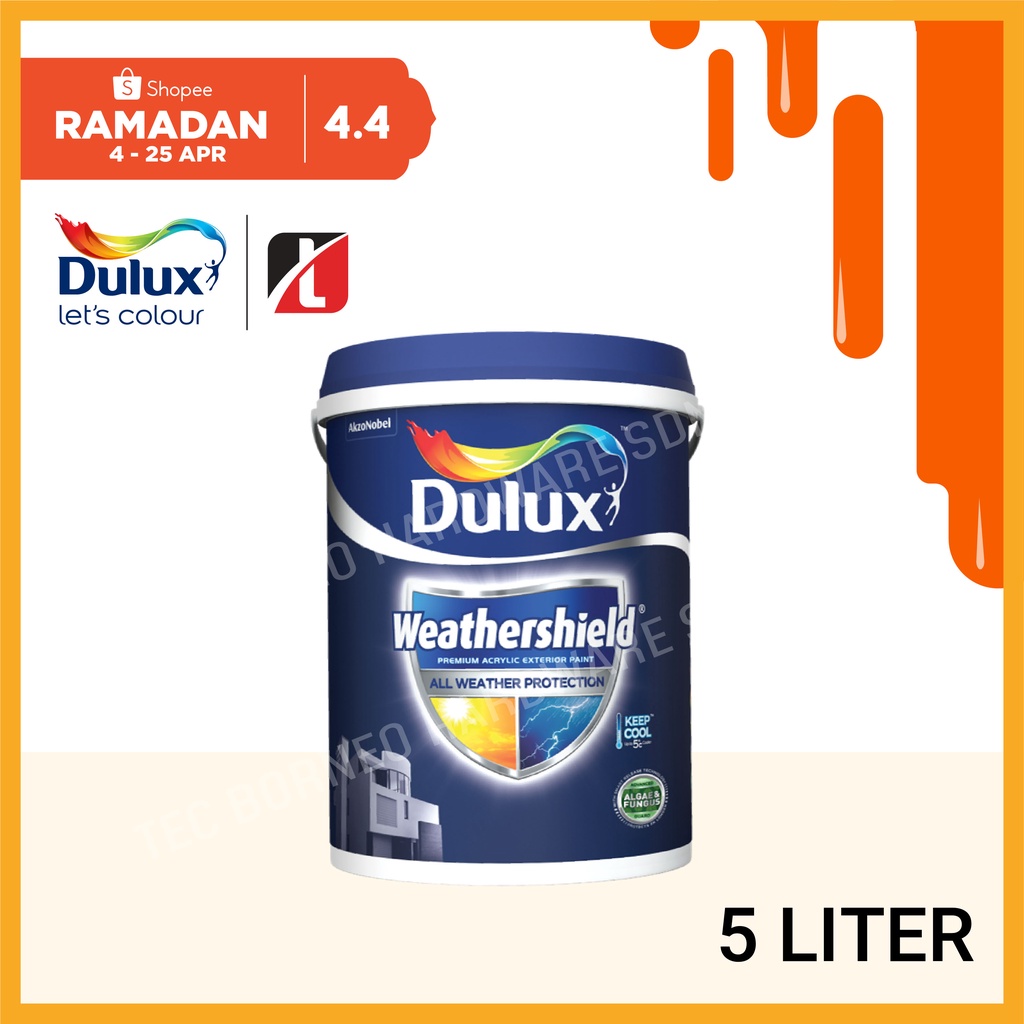 TEC [5 Litre] ICI DULUX Weathershield Exterior Wall Paint 7 Years ...