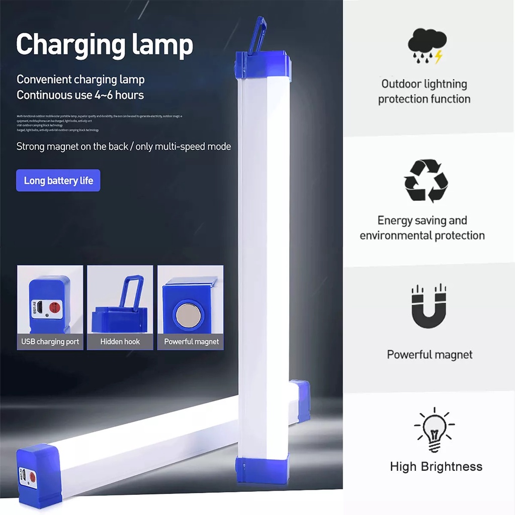 LED T5 Tube Rechargeable Charging Lamp Magnet Portable Emergency ...