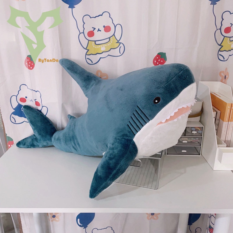 100cm Giant Cute Shark Plush Toy Soft Stuffed Speelgoed Animal Reading ...
