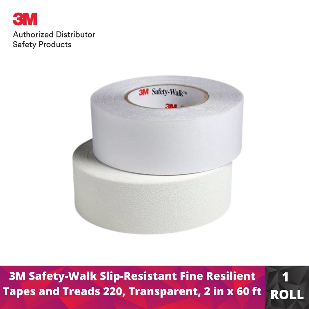 3M Safety-Walk Slip-Resistant Fine Resilient Tapes and Treads 220, Transparent, 2 in x 60 ft ...