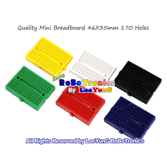 Mini Breadboard SYB170 Tie Holes Inter-lockable SYB-170 4.6cm x 3.5cm ...