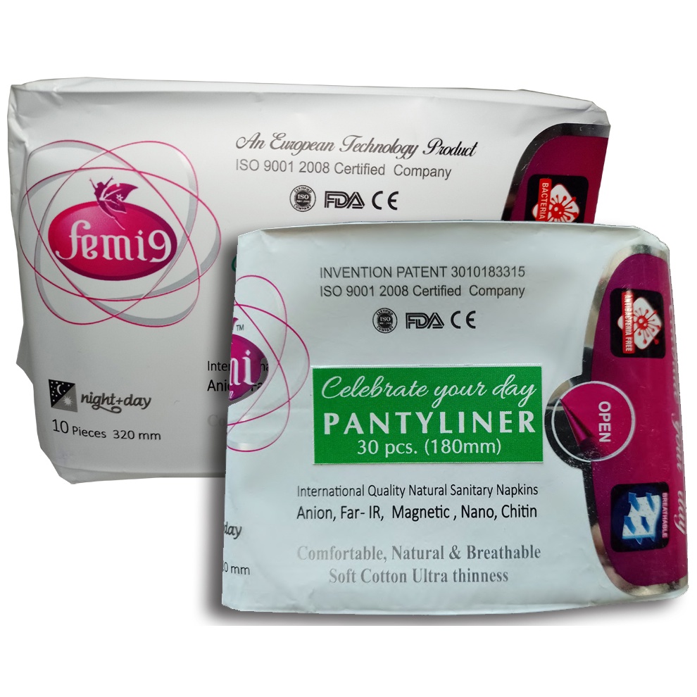 FEMI 9 Natural Sanitary Napkin PAD & PANTYLINER COMBO | Shopee Malaysia