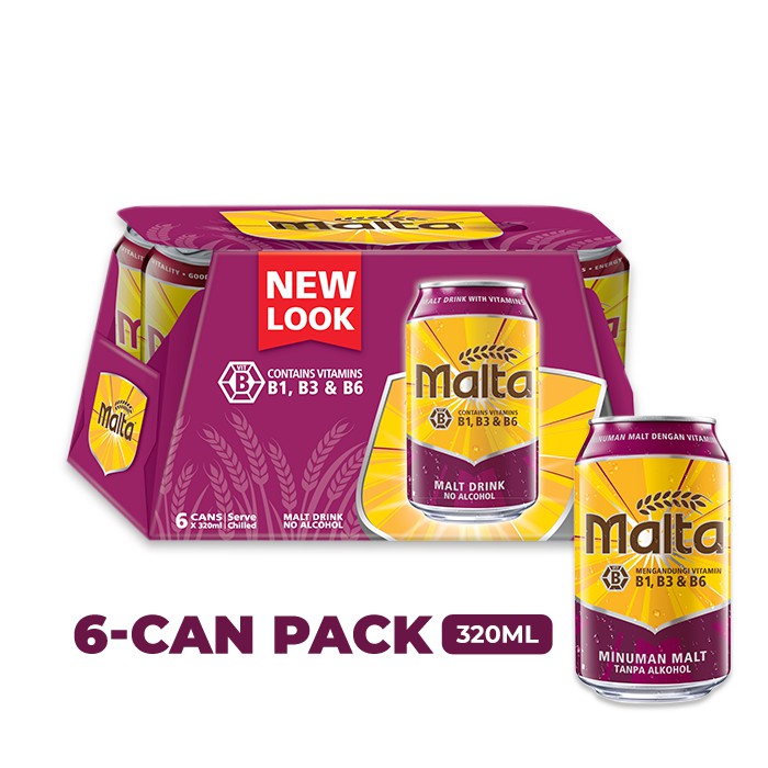 Malta Non-Alcoholic Malty Brew Can Beverage 6-Can Pack (6 x 320ml ...