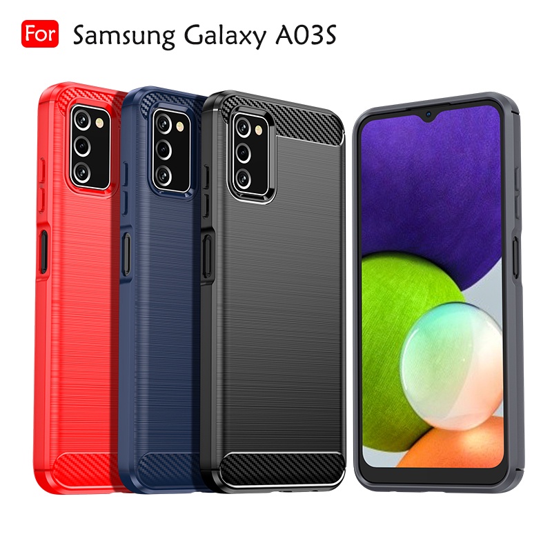 Samsung Galaxy A03S Back Case Cover Fiber Brushed TPU Silicone Soft ...