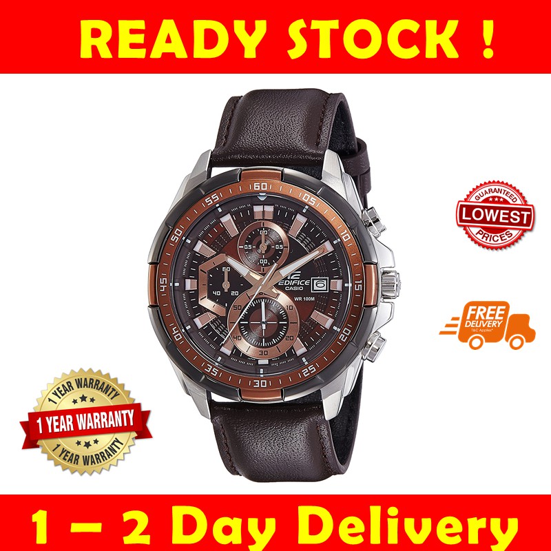 🔥Casio Edifice EFR 539 Mens Leather Brown🔥 | Shopee Malaysia