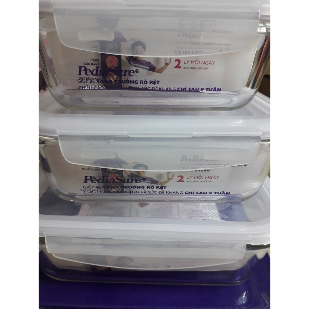 Combo of 3 Lock'lock glass food containers, heat resistant to 400 degrees Celsius (380ml,630ml ...