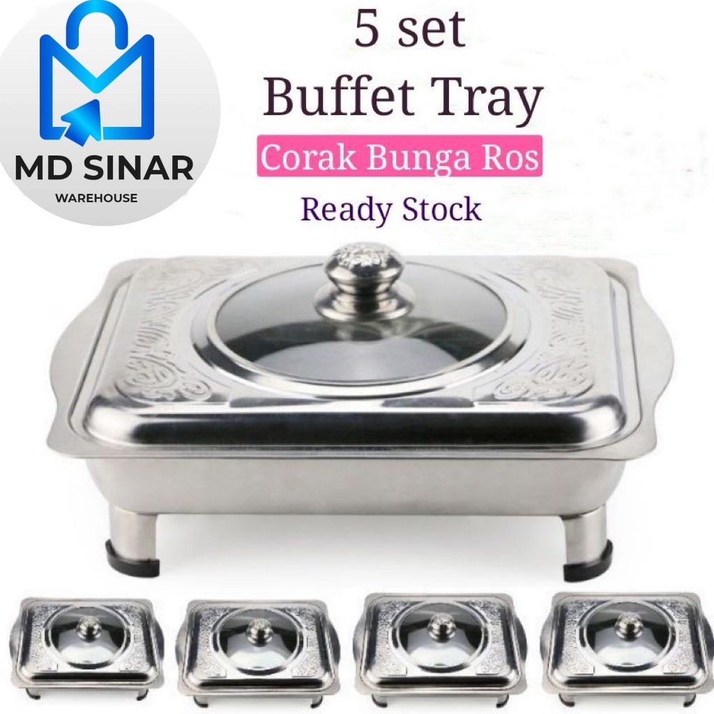 MD SINAR 5 set 34x28 BUFFET EMBOSSED / BUFFET TRAY SET / BUFFET FOOD ...