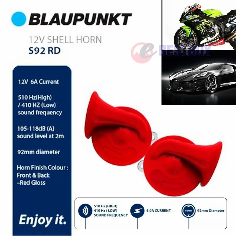 Original Blaupunkt Super Loud Shell Car BM Horn 12V 2pc hon motorcycle ...