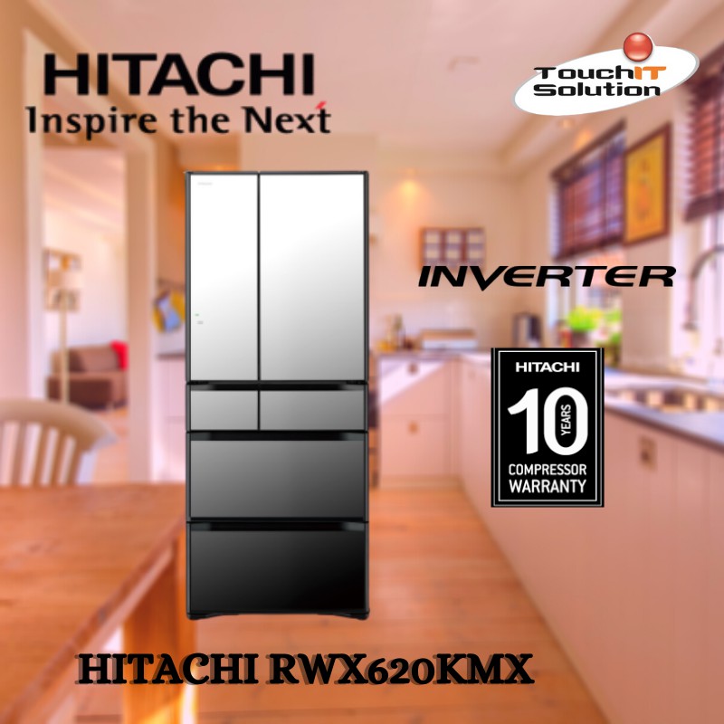 Hitachi RWX620KMX 657L Inverter Compressor Refrigerator Colour Crystal ...