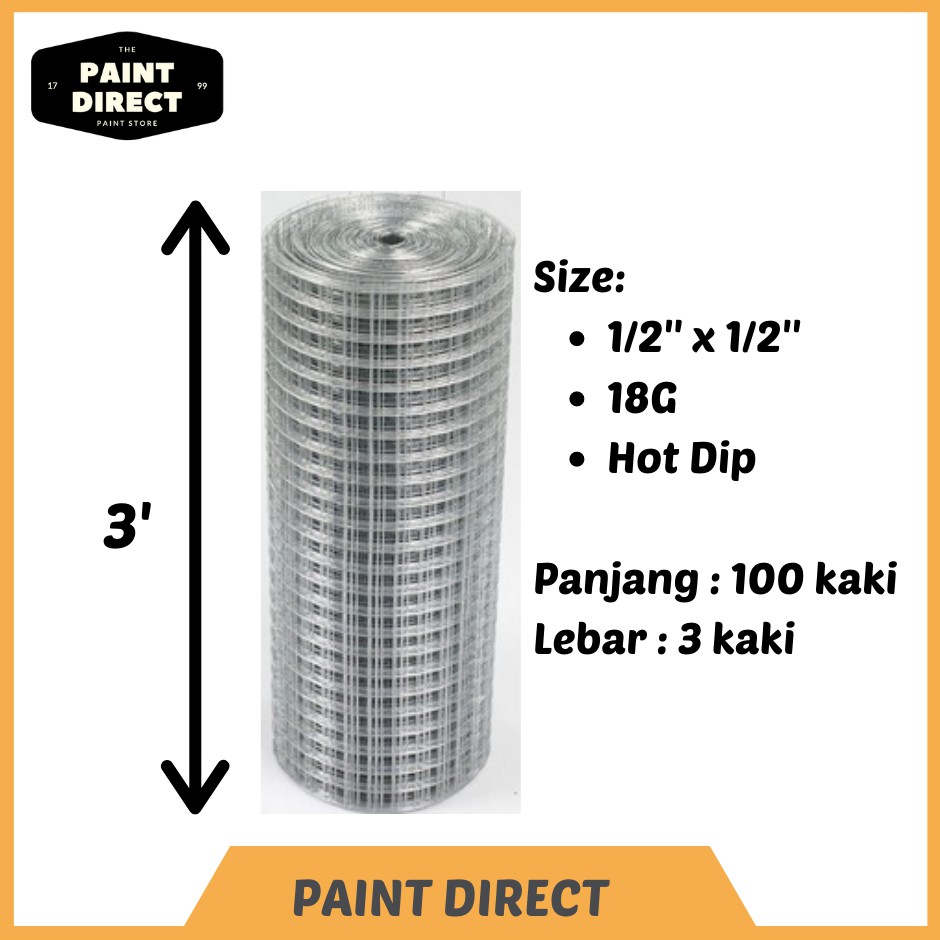 1/2" x 1/2" x 18G x 3' x 100' HOT DIP Galvanized BRC Welded Iron Wire ...