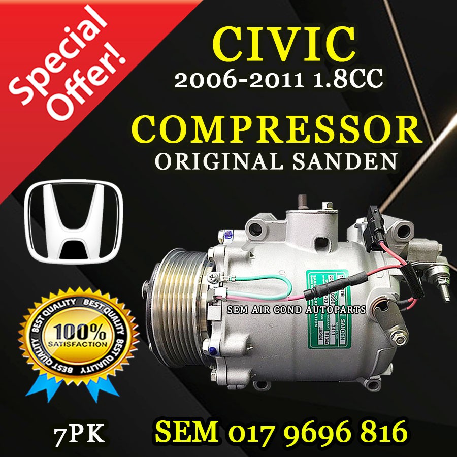 HONDA CIVIC FD 2006-2011 YEAR 1.8CC ORIGINAL SANDEN COMPRESSOR/ KOMPRESOR (CAR AIRCOND SYSTEM ...