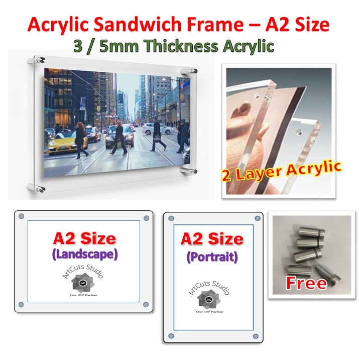 Acrylic Poster frame -Fit A2 size poster -home/office wall display ...
