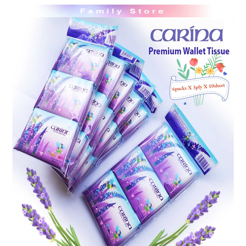 Carina Wallet Tissue (3ply x 10's x 6pack) | Shopee Malaysia