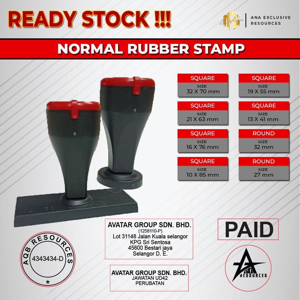 Rubber Stamp Normal / Cop Getah Biasa *SAME DAY DELIVERY* (READY STOCK ...