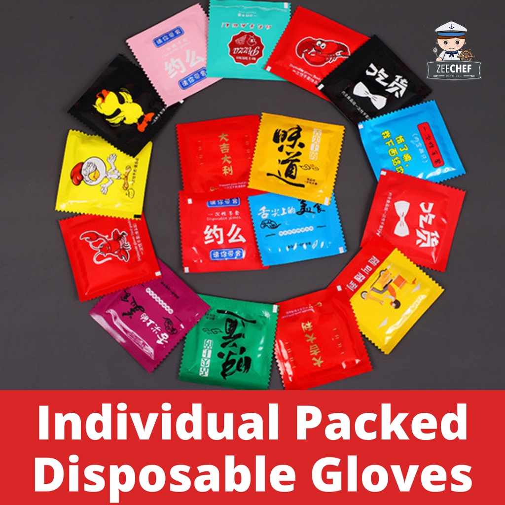 (2 Pcs/Pack) Food Grade Disposable Plastic Hand Glove Individual Pack ...