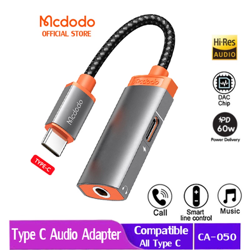 Mcdodo 60W PD Type C Audio Converter Adapter Support Calling Mic 3.5mm ...
