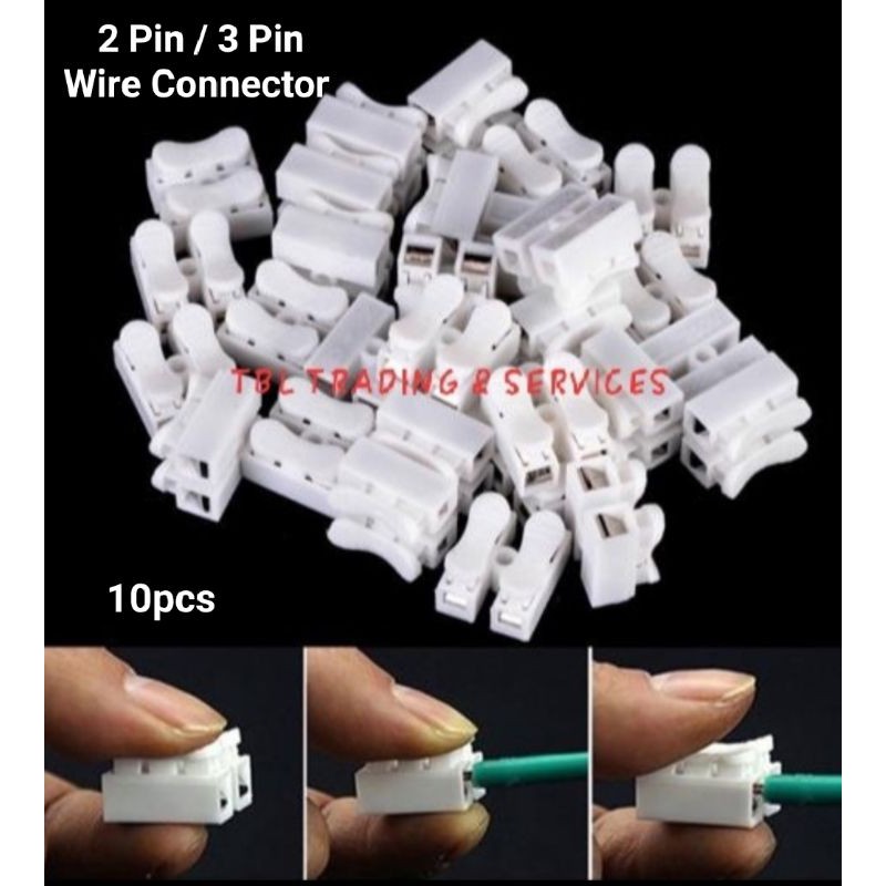 (10pcs) 2 Pin / 3 Pin Self Locking Electrical Cable Connector Quick ...