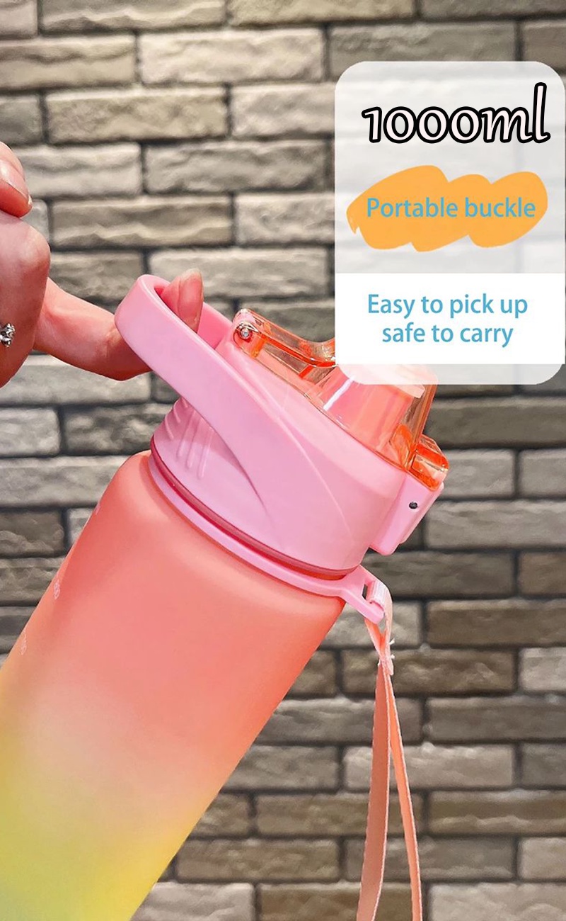 1000ml Botol Air Viral With Straw 6xGradient Colour 3xFree Gifts Water ...