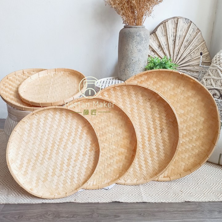 Nyiru Buluh Bulat Anyaman Tampi Kilat Makanan / Bamboo Tray / Display ...