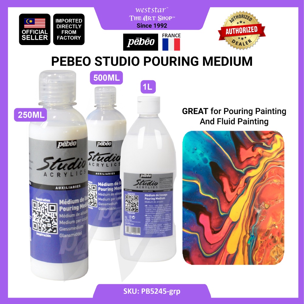 PEBEO Acrylic Pouring Medium 250ml, 500ml, 1L | Acrylic Medium For Acrylic Pouring Painting ...