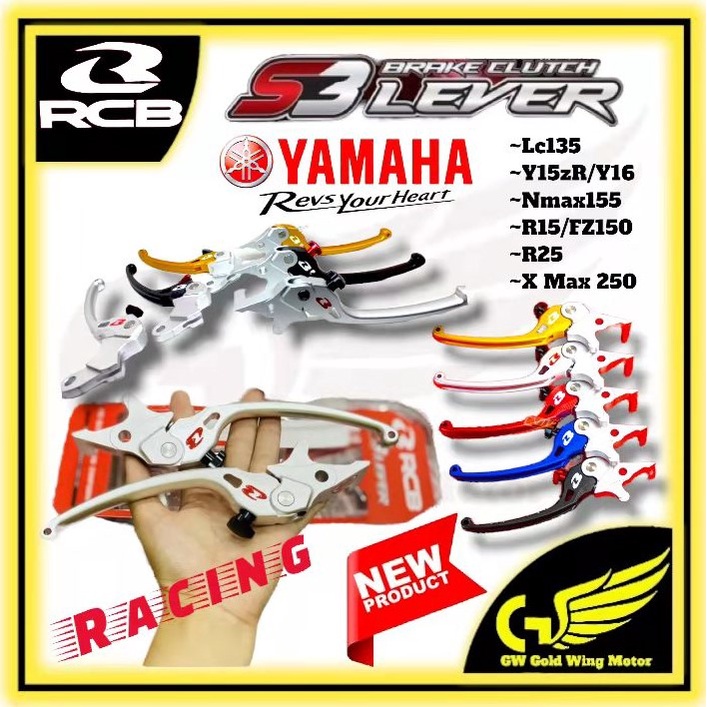 RACING BOY RCB YAMAHA S3 BRAKE CLUTCH LEVER SET W110 W125 LC135 LC5S Y15ZR AVANTIZ NMAX NVX155 ...