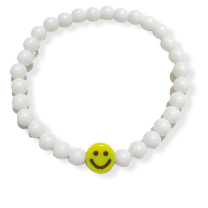 Handmade Smiling Mote Beads Elastic Bracelet Emoji Smile Smile Bracelet ...