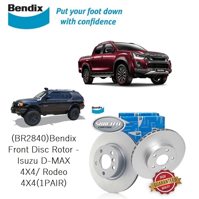 (BR2840) Original Bendix Swiftfit Front Disc Rotor - Isuzu D-MAX 4X4/ Rodeo 4X4 (1PAIR) | Shopee ...