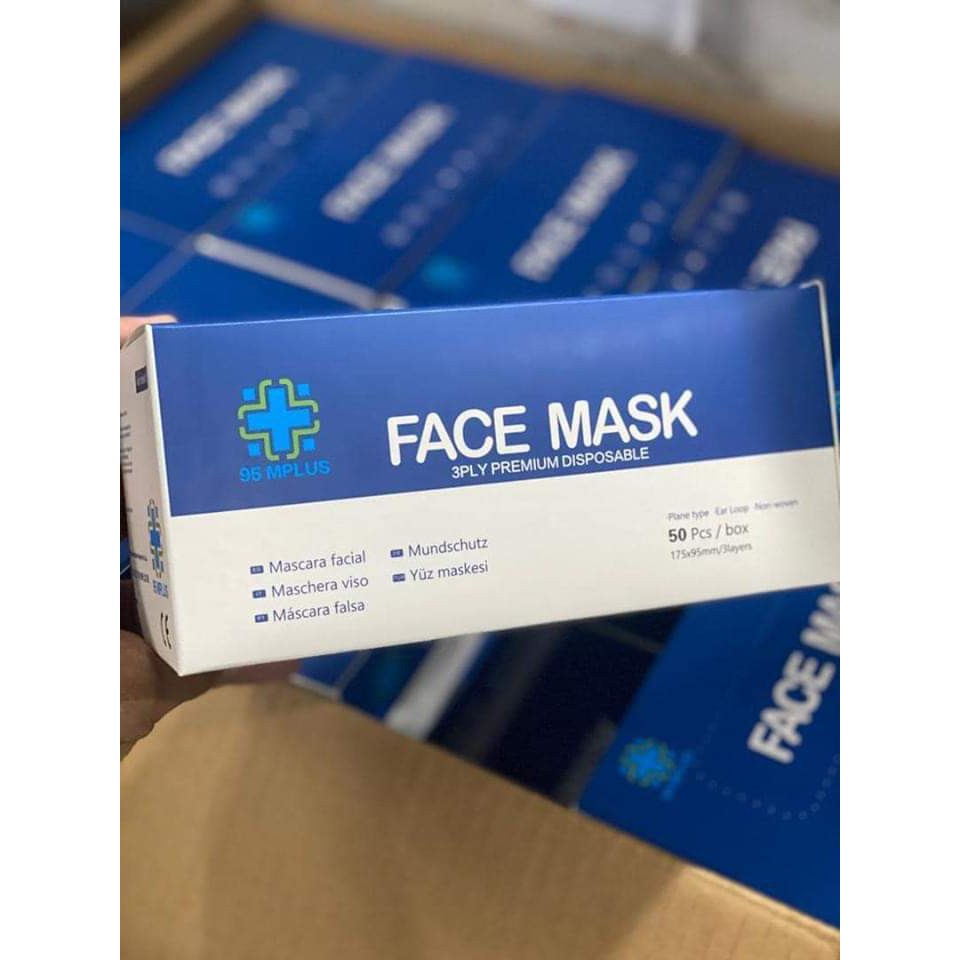 95 MPlus 3 Ply Premium Disposable Face Mask 50 pcs per box | Shopee ...