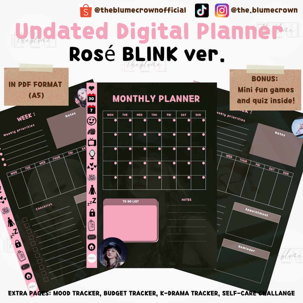 BLACKPINK ROSE UNDATED DIGITAL PLANNER | Shopee Malaysia