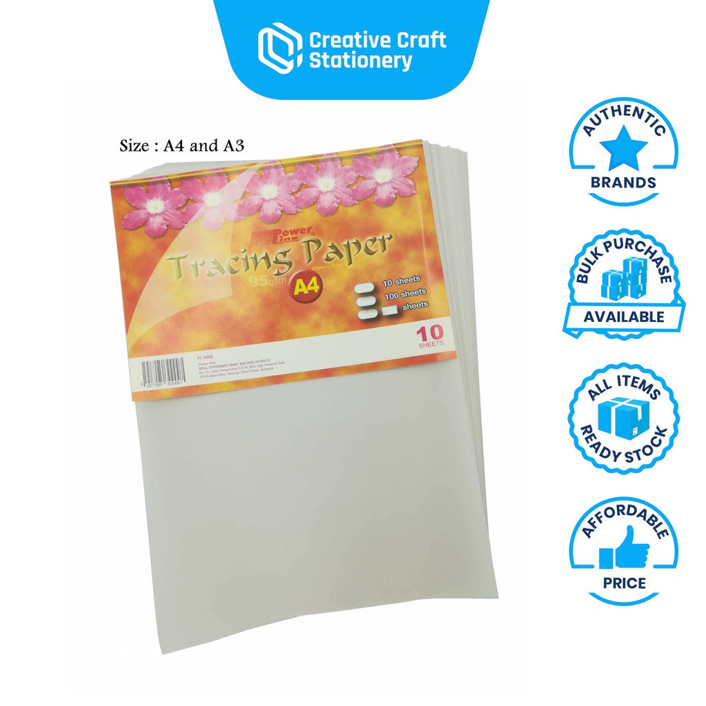 A3 Tracing Paper 95 gsm - 100shts / Quality imported / Kertas surih ...